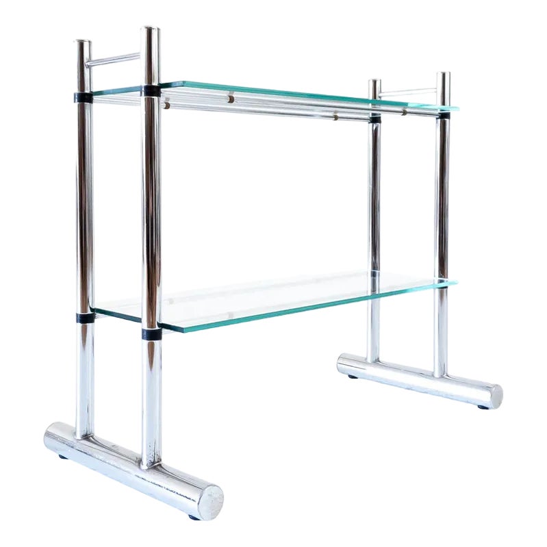 Vintage Italian Shelf in Chromed Metal and Glass, 1970s | Chairish