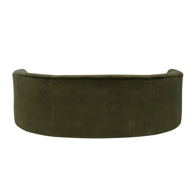 Curved Green Velvet Sofa | Chairish