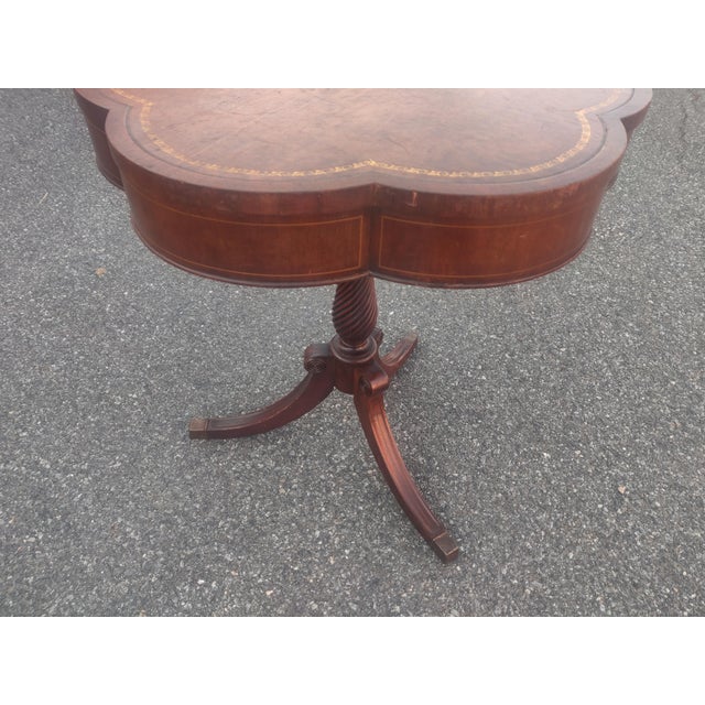 Early 20th Century Vintage Leather Top Mahogany Clover Leaf Shaped Side ...