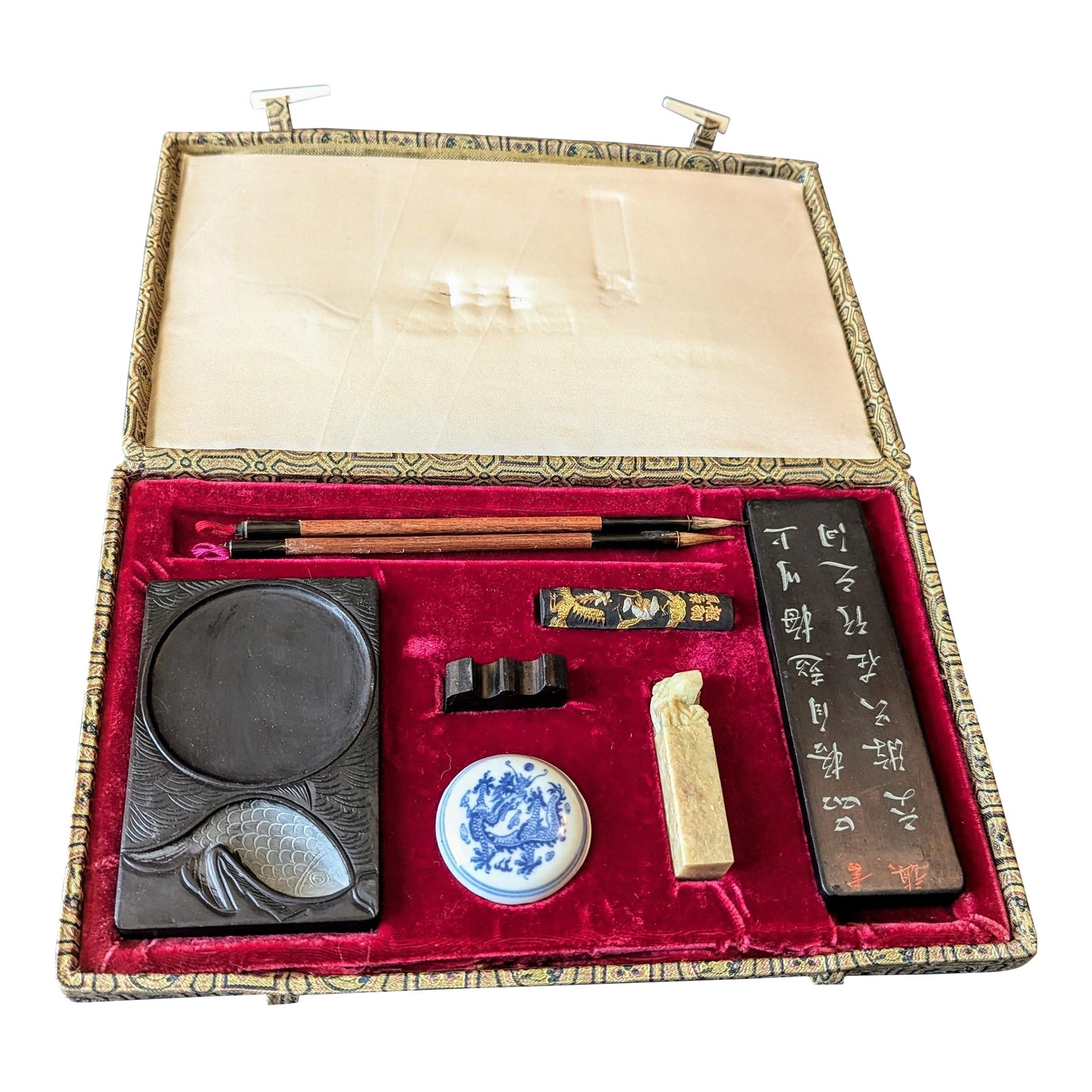 Vintage Chinese Calligraphy Set - 10 Piece Set | Chairish
