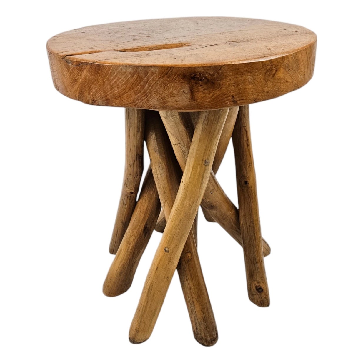 Vintage Rustic Tree Branch Stump Wood Side Table | Chairish