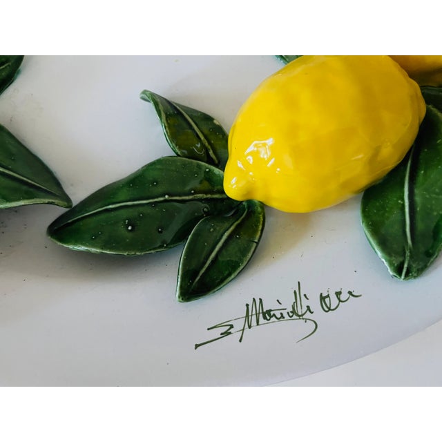 1990s Boho Chic Italian Majolica Lemon Plate Charger | Chairish