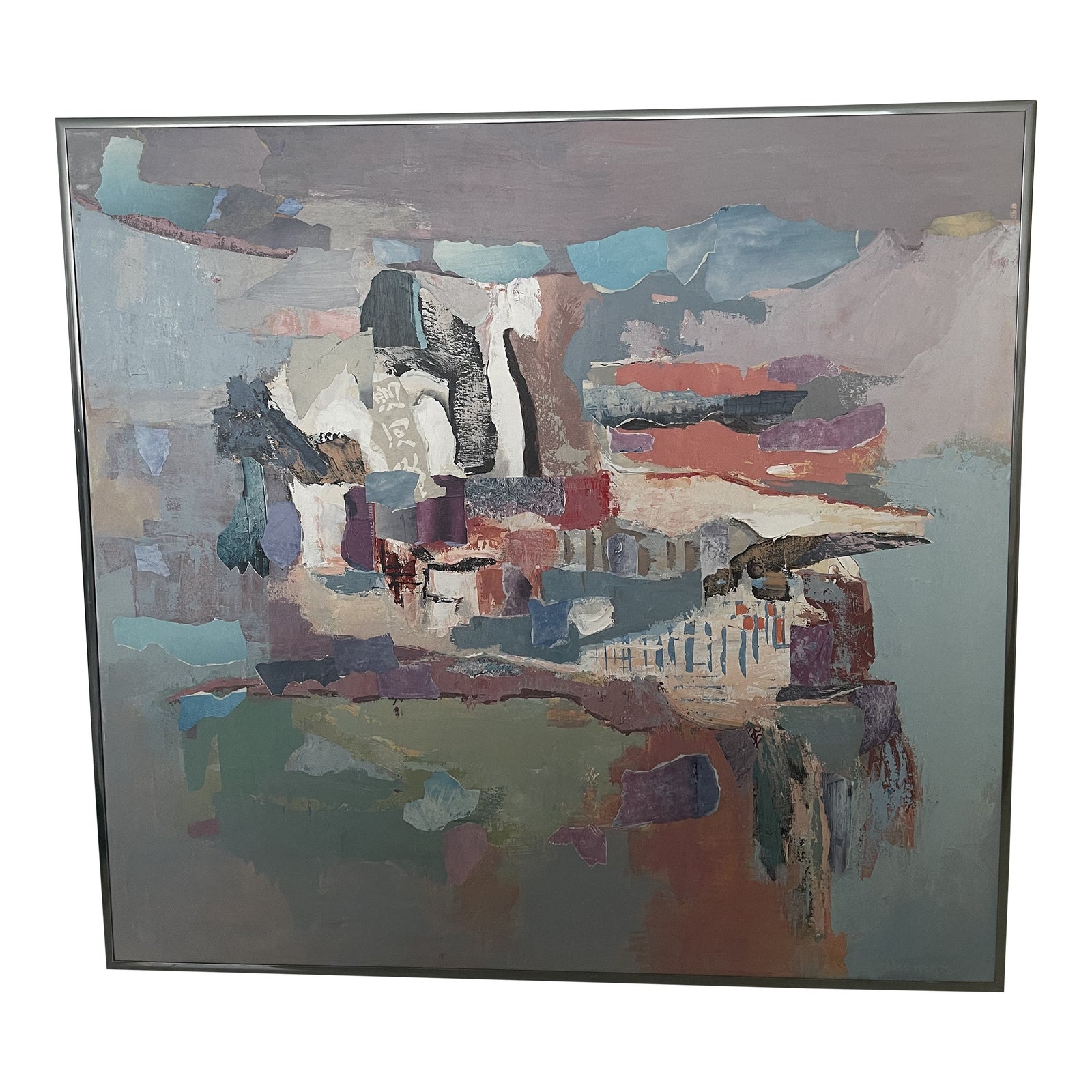 1980s Postmodern Abstract Oil Painting on Canvas | Chairish