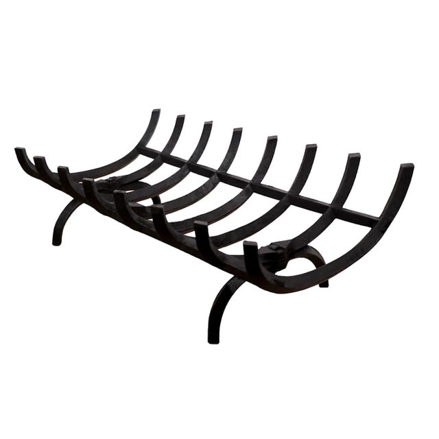 Large Mid Century Cast Iron Fireplace Grate Log Holder | Chairish