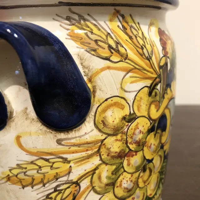 1990s Italian Hand Painted Ceramic Canister | Chairish
