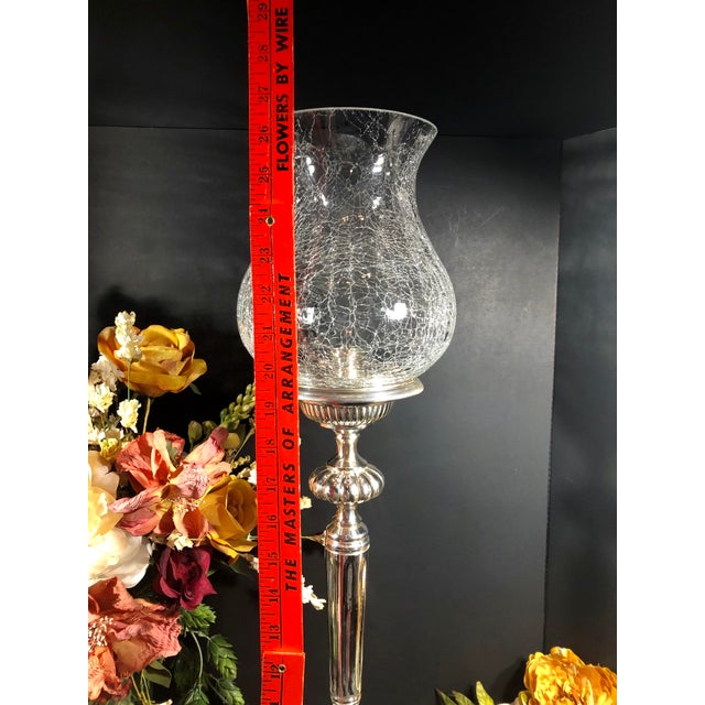 Silver Plated Vintage Torch Hurricane Holder Candle Holder Crackle ...