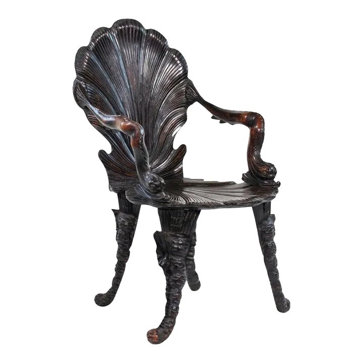 Early 19th Century Italian Walnut Grotto Chair | Chairish