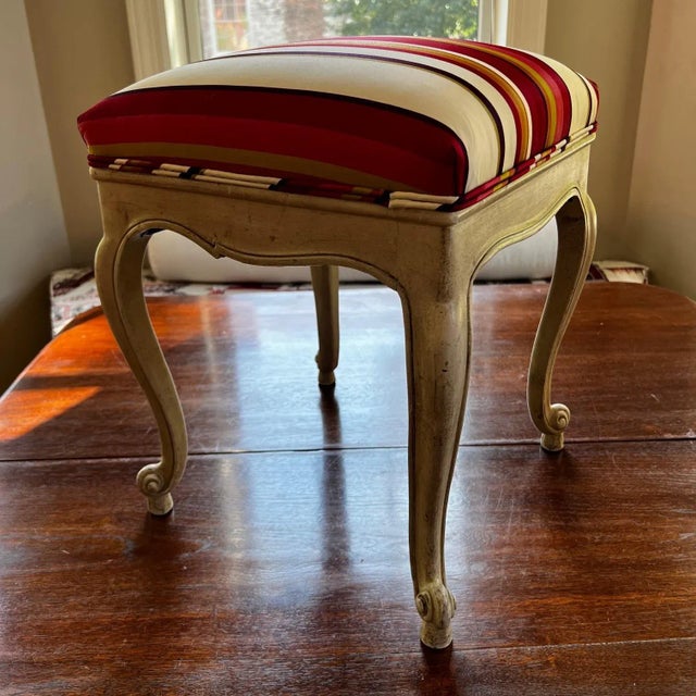 Vintage Thomas De Angelis Stool in Manuel Canovas Silk Stripe Fabric ...