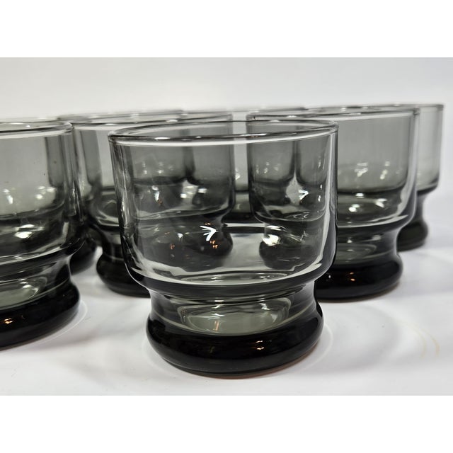80s Gray Smoke Stacking Lowballs- Set of Eight | Chairish