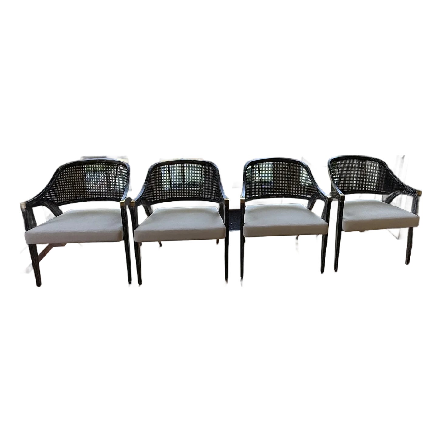 Royce Cushioned Mahogany Accent Armchir With Brass Accents | Chairish