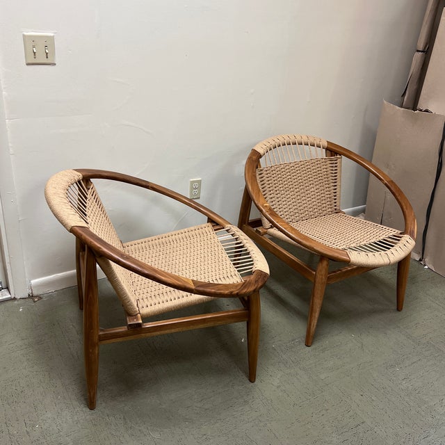 Danish Modern Style Teak Hoop Chair Loungers - Set of 2 | Chairish