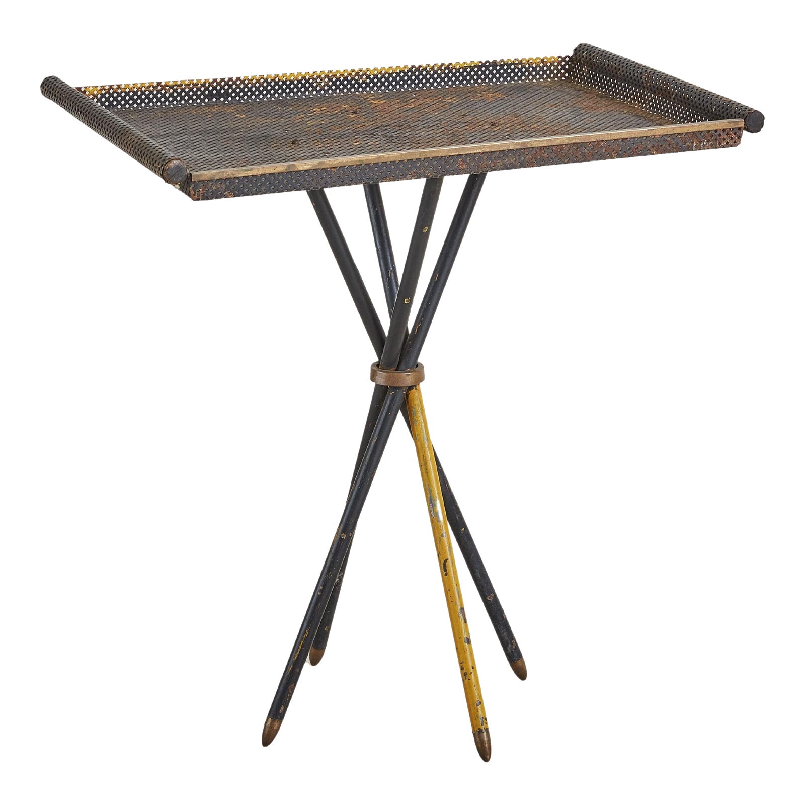 Mathieu Matégot Style Metal Tray Table, France 1970s | Chairish