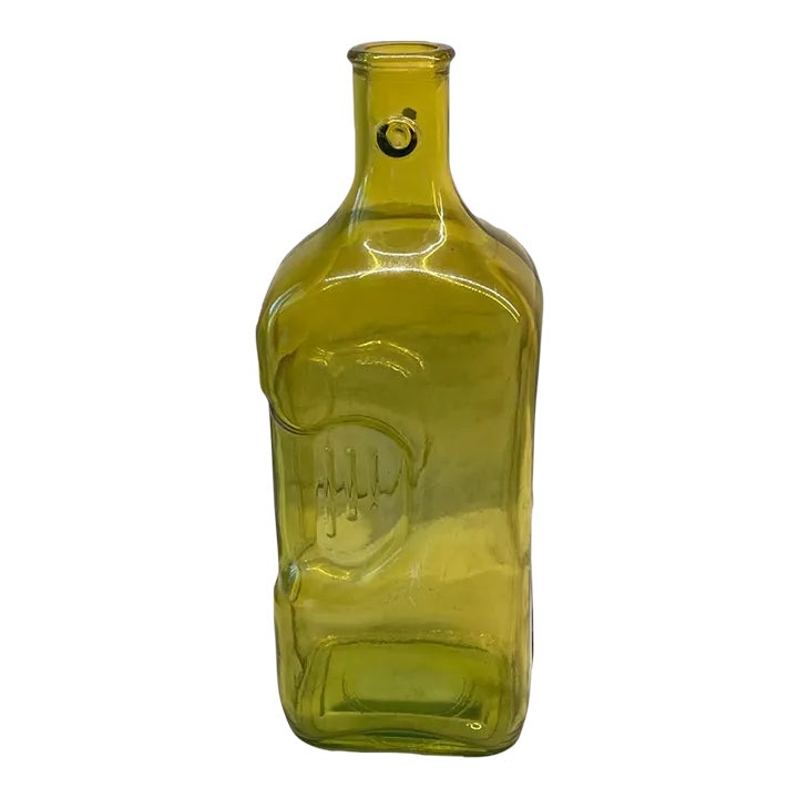 2000s Yellow Glass Bottle / Vase | Chairish
