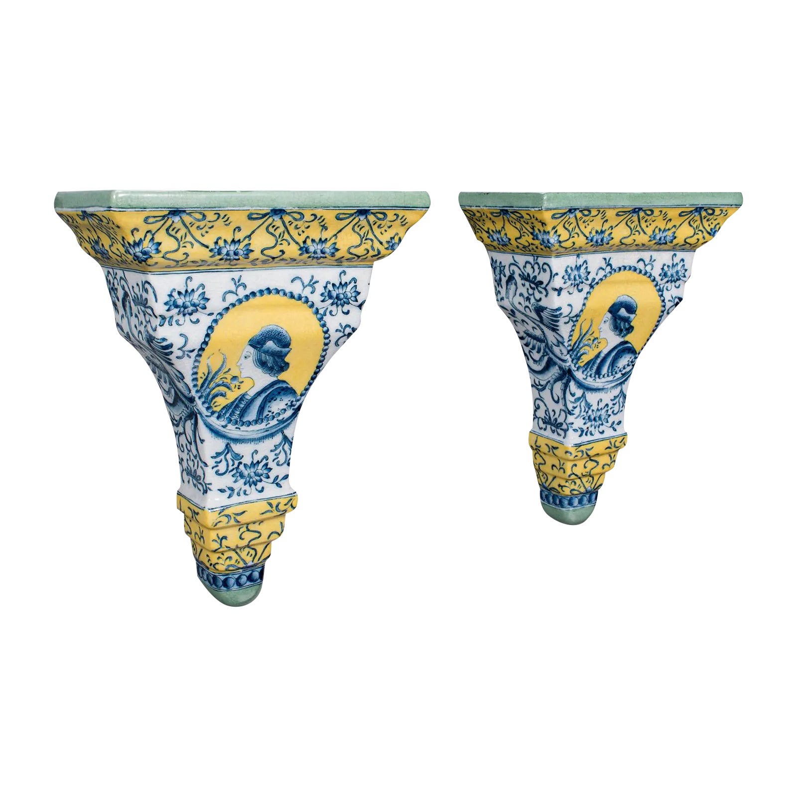 Pair of Vintage Wall Brackets, Ceramic, Candle Sconce, Display Mount ...