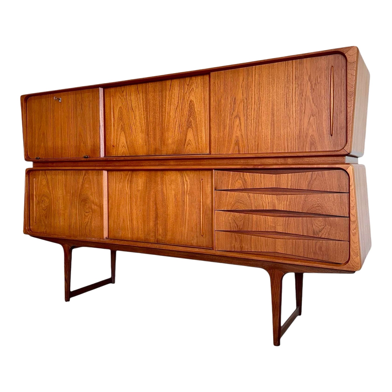 Mid Century Modern Danish Teak Atomic Sideboard Bar Cabinet c.1950’s ...