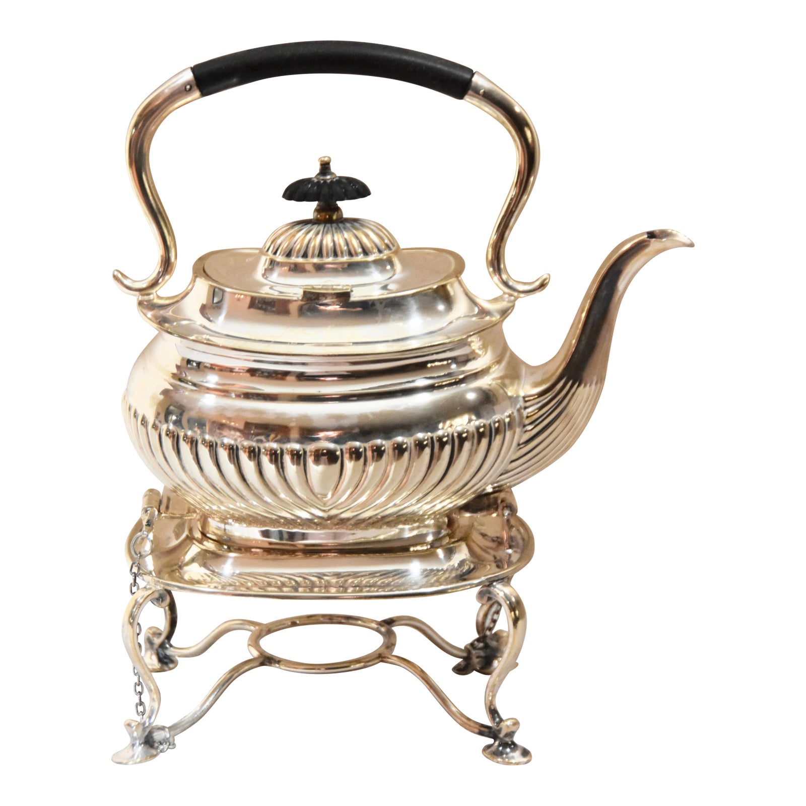 Sheffield Silver Plate Locking Tilting Kettle on Stand W/ Burner | Chairish