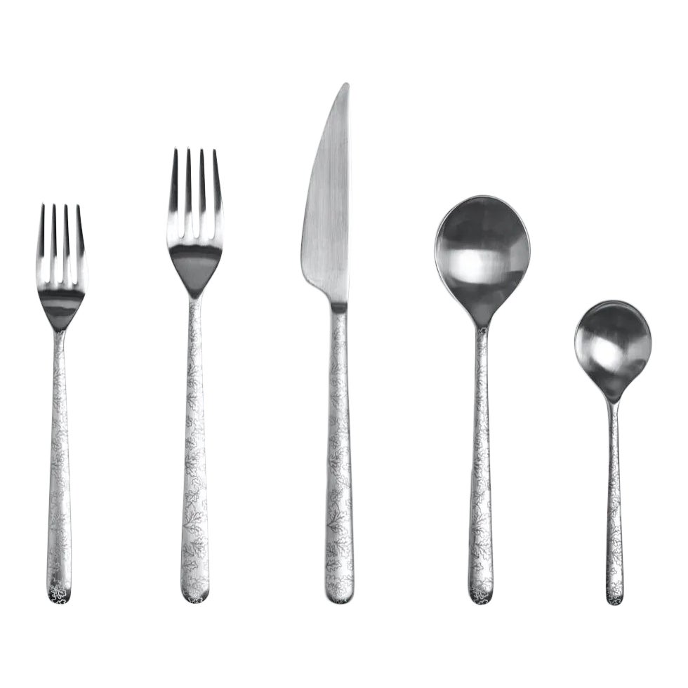 Mepra Linea 5-Piece Flatware Set, Leaves | Chairish