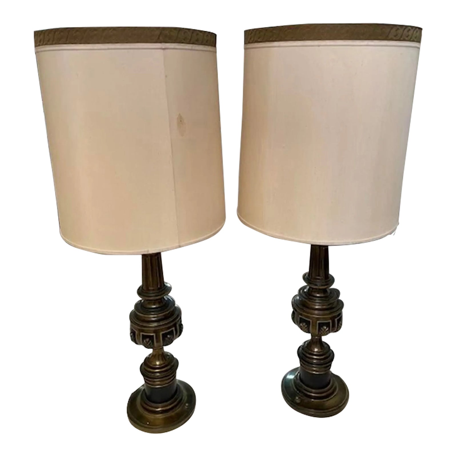 Stiffel Tall Brass Mid-Century Modern Lamps 40” - Set of 2 | Chairish