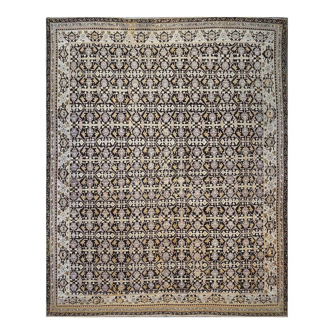 Antique Indian Agra 12x14 Brown & Ivory Handmade Area Rug #1143833 ...
