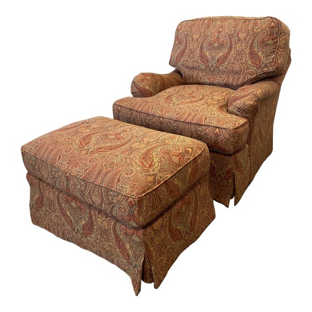 Harden Furniture Club Chair and Ottoman | Chairish