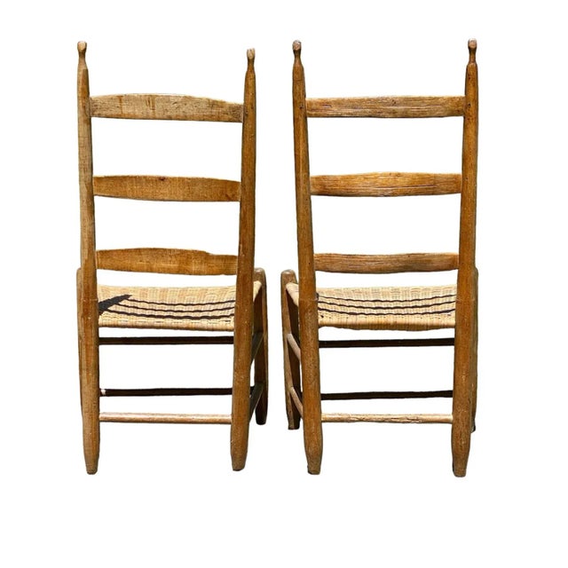 Pair of 19th Century Antique Southern Ladderback Side Chairs - Splint ...