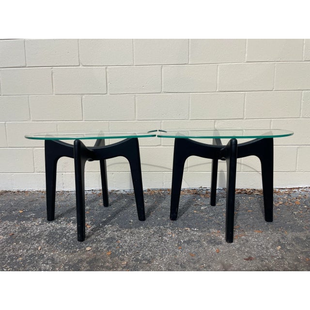 Mid Century Adrian Pearsall Ebonized Stingray End Table Set | Chairish