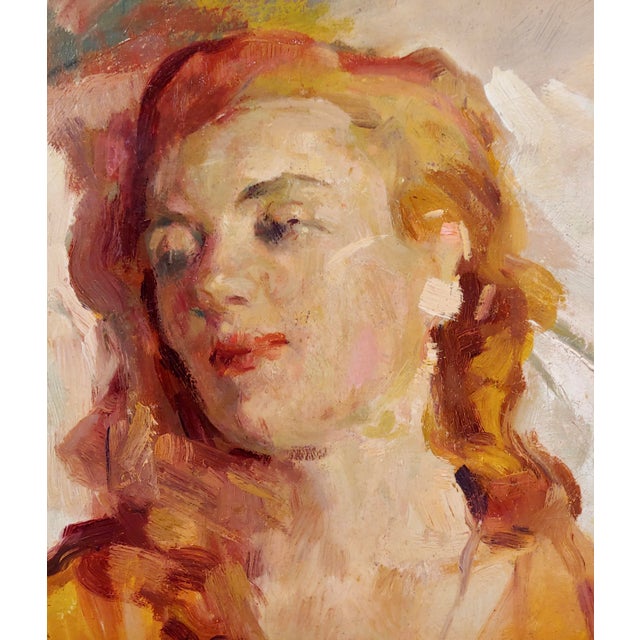 William Frederick Foster -Portrait of a Resting Red Head Woman -Oil ...