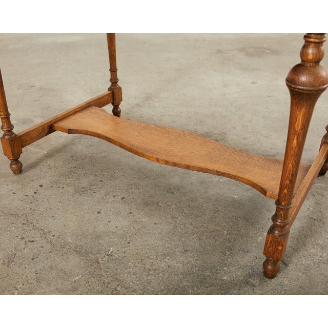 English Edwardian Quarter Sawn Oak Library Table Desk | Chairish