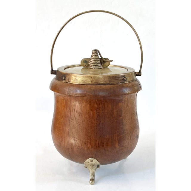 Antique C1880s English Footed Oak Barrel Biscuit Jar With Rare Rope ...