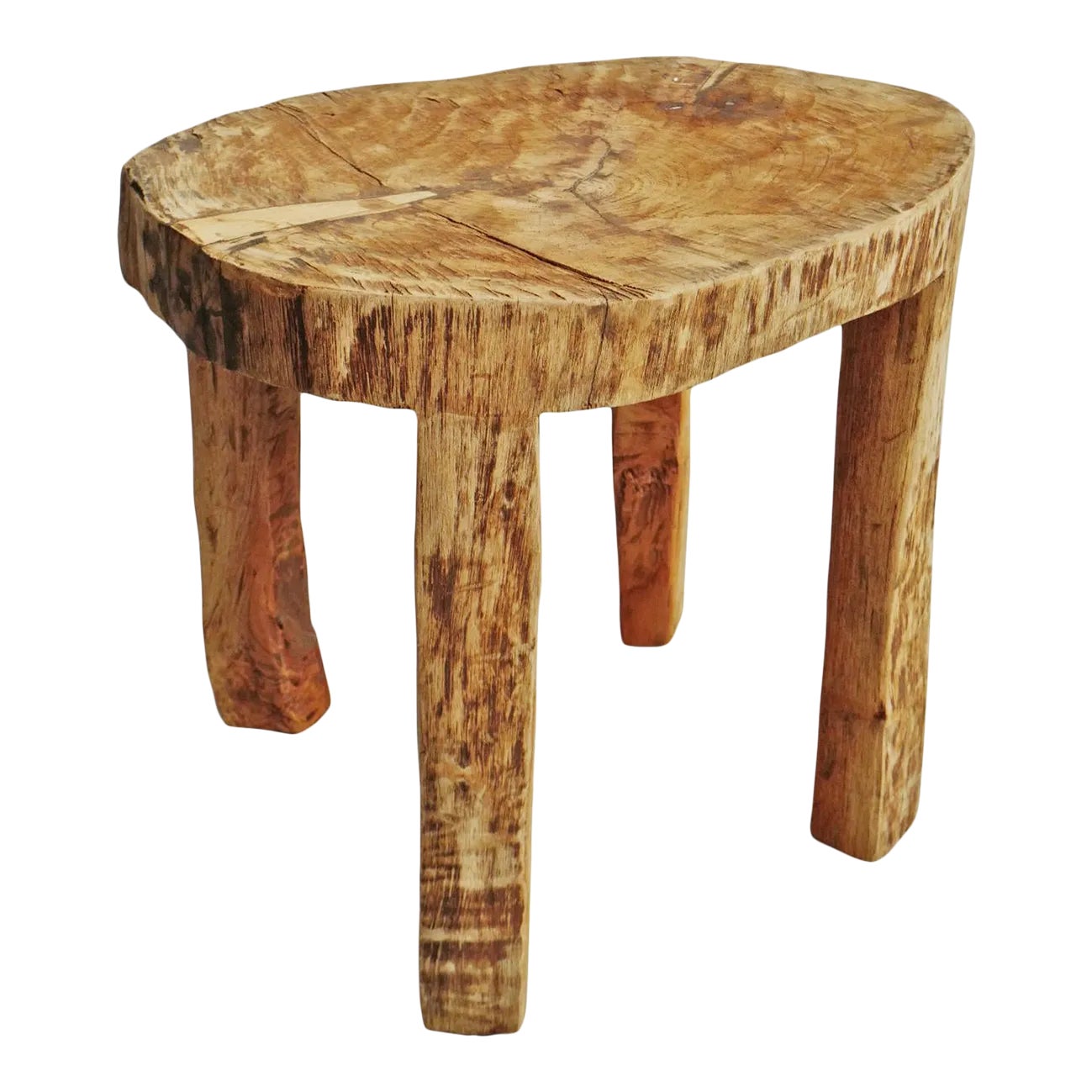 Contemporary Rustic Naga Four Leg Wood Table | Chairish