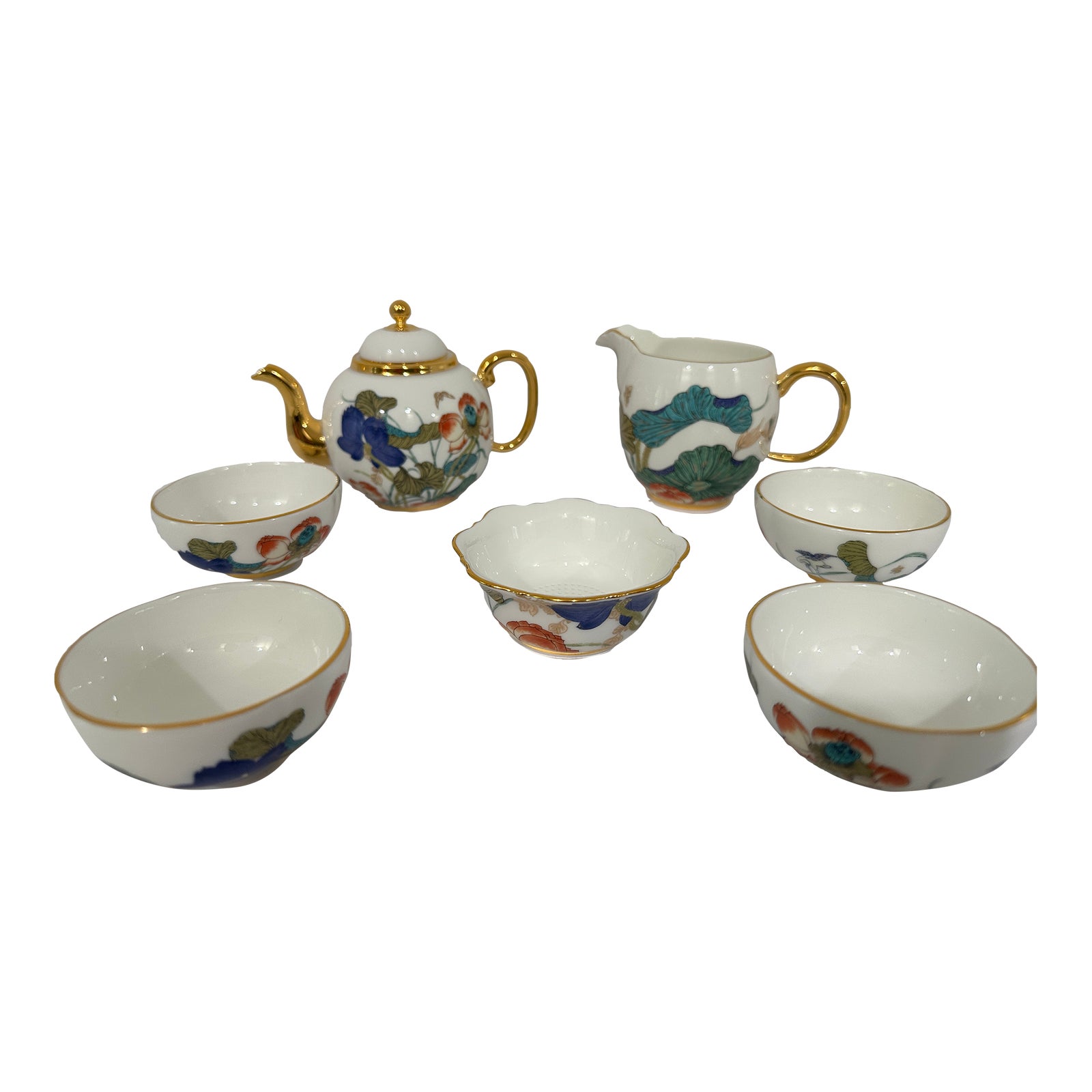 Auratic Chinese Tea Set by China Yon Feng Yuan Co. LTD- 7 Pieces | Chairish