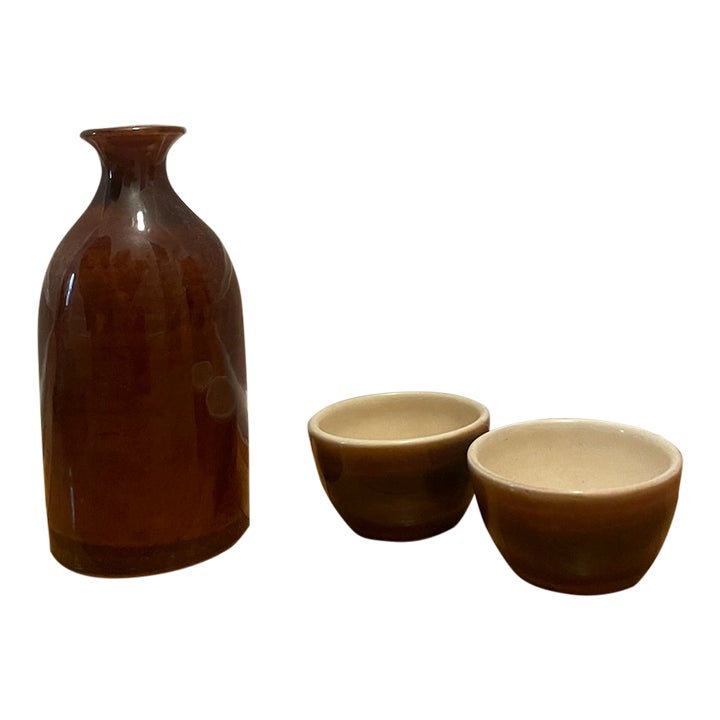1980s Japanese Mingei Sake Set - 3 Pieces | Chairish