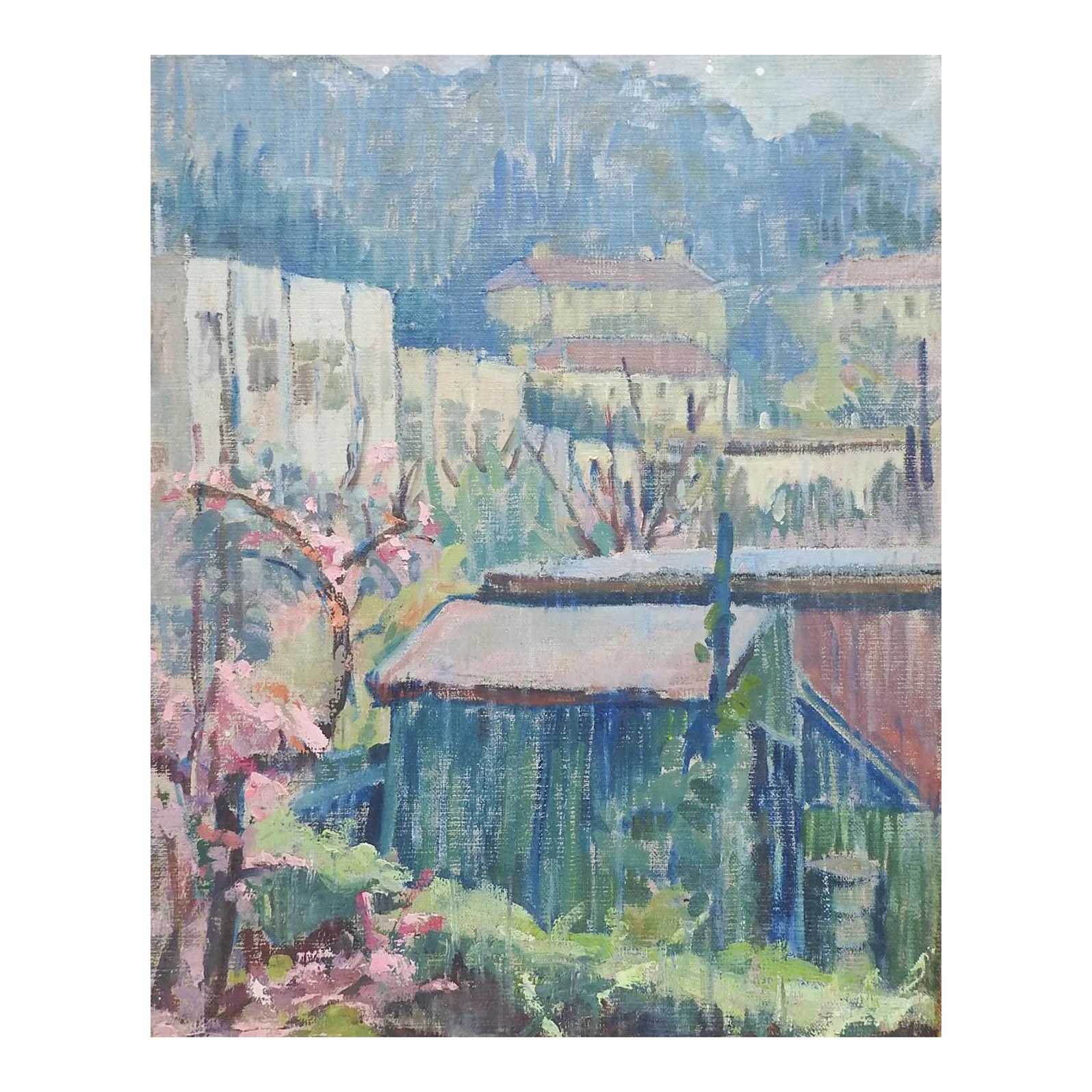 Vintage Impressionist Townscape Painting | Chairish