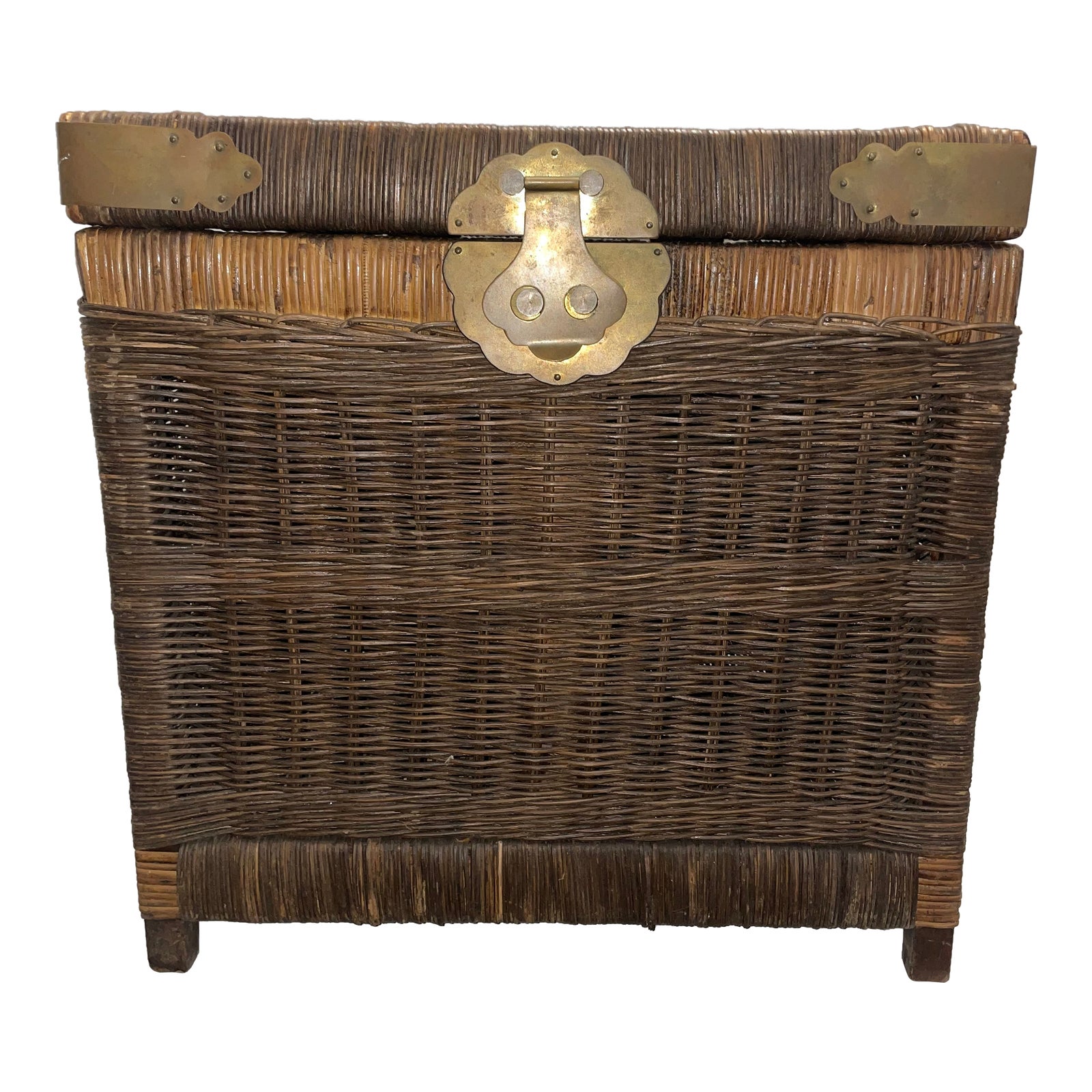 Wicker Trunk Storage Chest B | Chairish