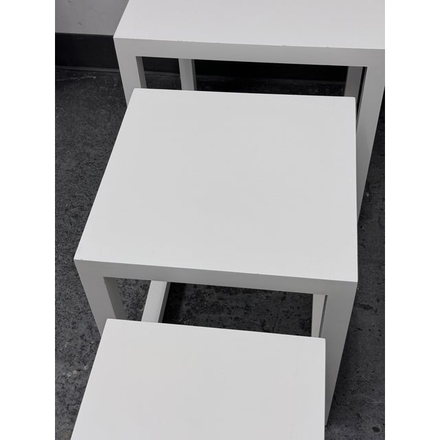 White Lacquer Open Frame Nesting Tables, Set of Three | Chairish