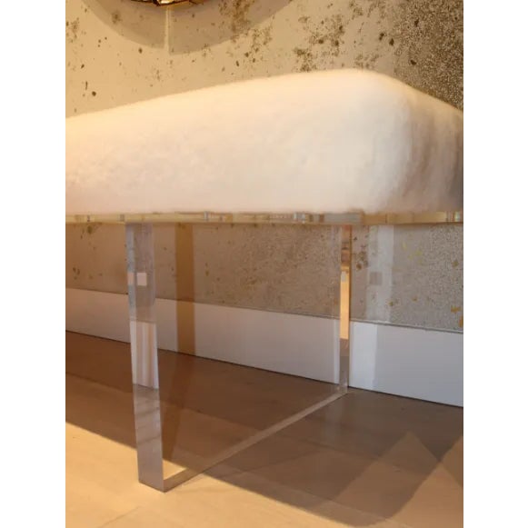 Luxe Pour Maison Lucite With Shearling Bench | Chairish