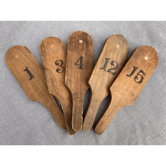 Early 20th Century Antique Wooden Auction Paddles Set of 5 | Chairish
