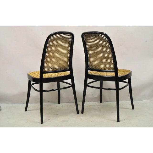 Mid 20th Century Vintage Ligna Bentwood Black Ebonized Cane Bistro Side ...