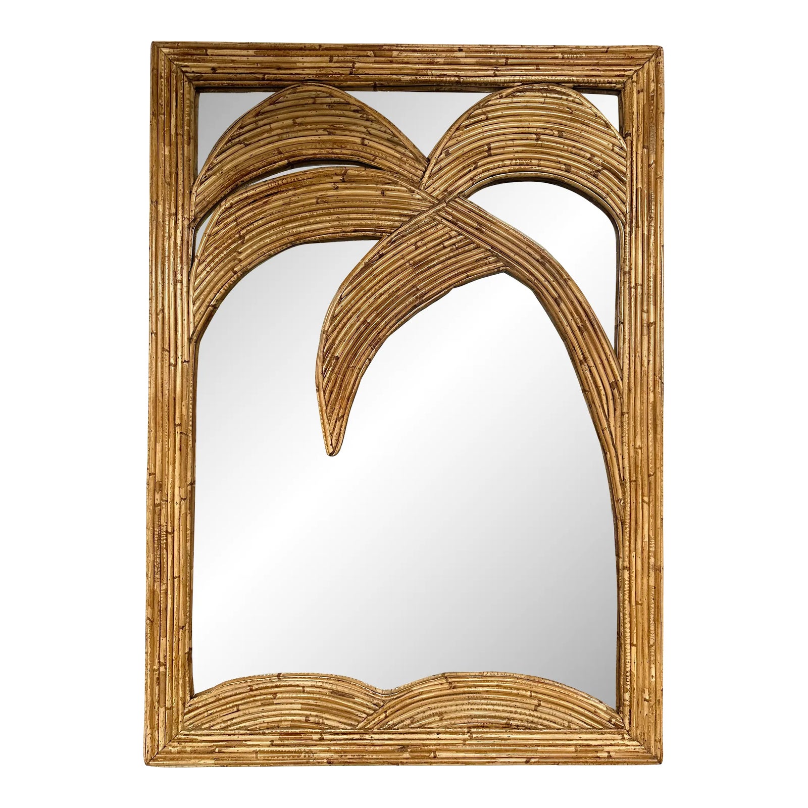 Rattan Palm Tree Mirror by Vivai Del Sud. Italy, 1970s | Chairish