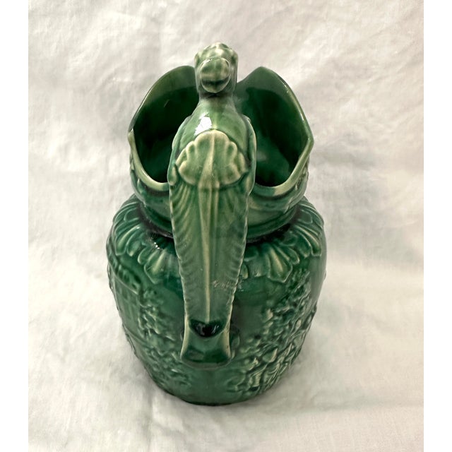 Arthur Wood Green Majolica Horse Head Pitcher | Chairish