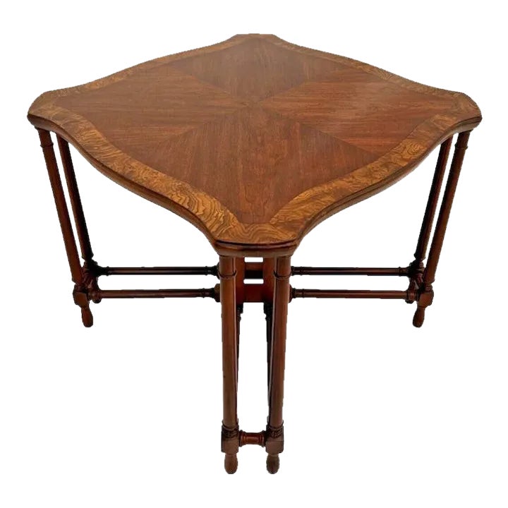 1990s Pennsylvania House Eight Leg Square Table Banded Walnut ...