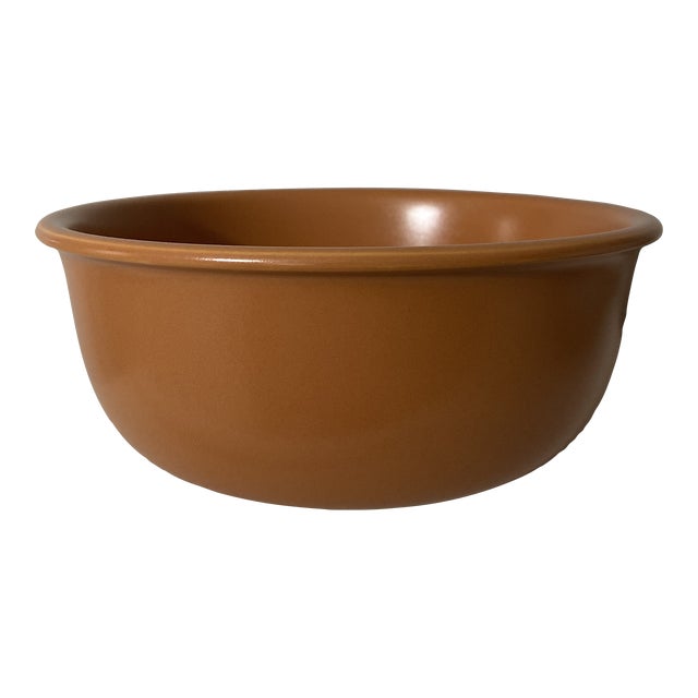 Vintage 1990s Crown Corning Orange / Terracotta Serving Bowl | Chairish