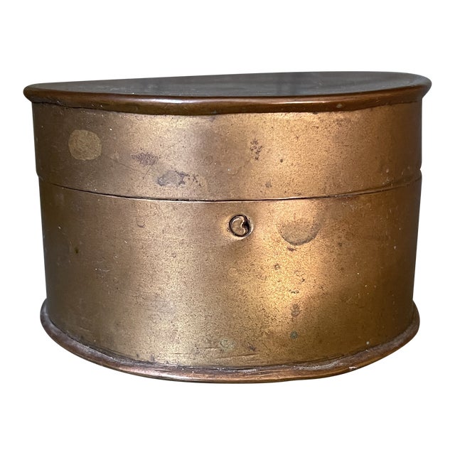 Vintage Hand Made Hinged Round Brass Box | Chairish
