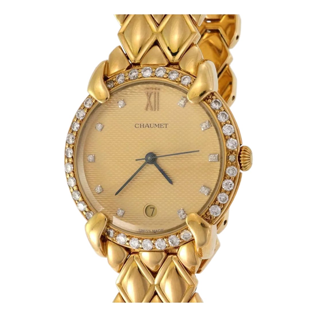 Chaumet 1ct Diamond Bezel Date 18k Yellow Gold Men's Watch | Chairish