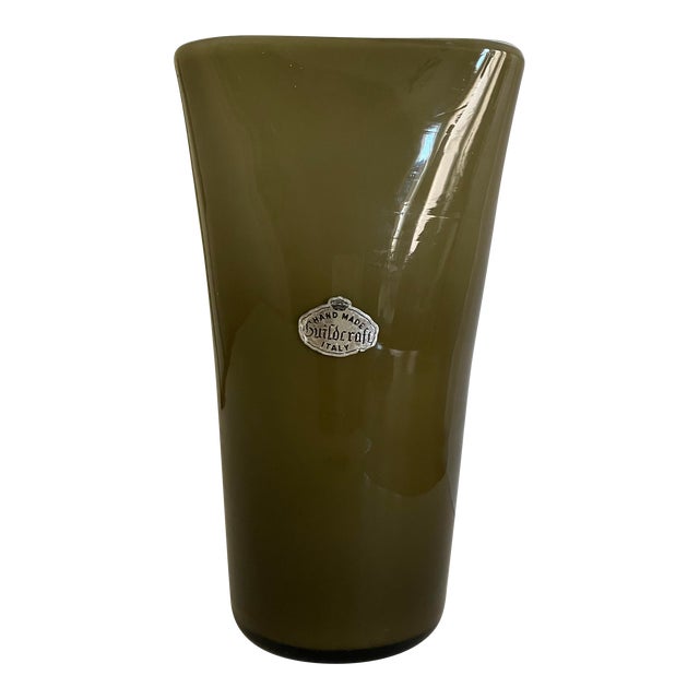 Vintage Italian Guildcraft Glass Vase | Chairish