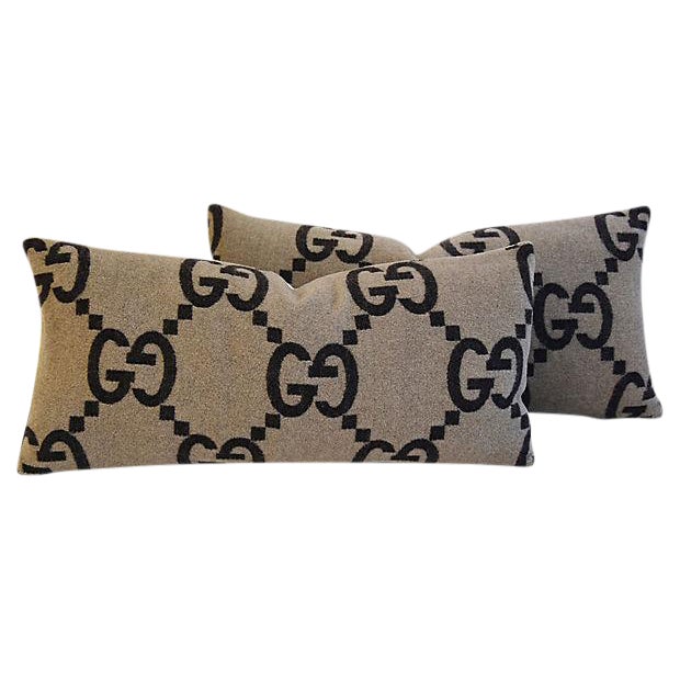 Custom Tailored Gucci Cashmere & Velvet Feather/Down Pillows 24" X 12 ...