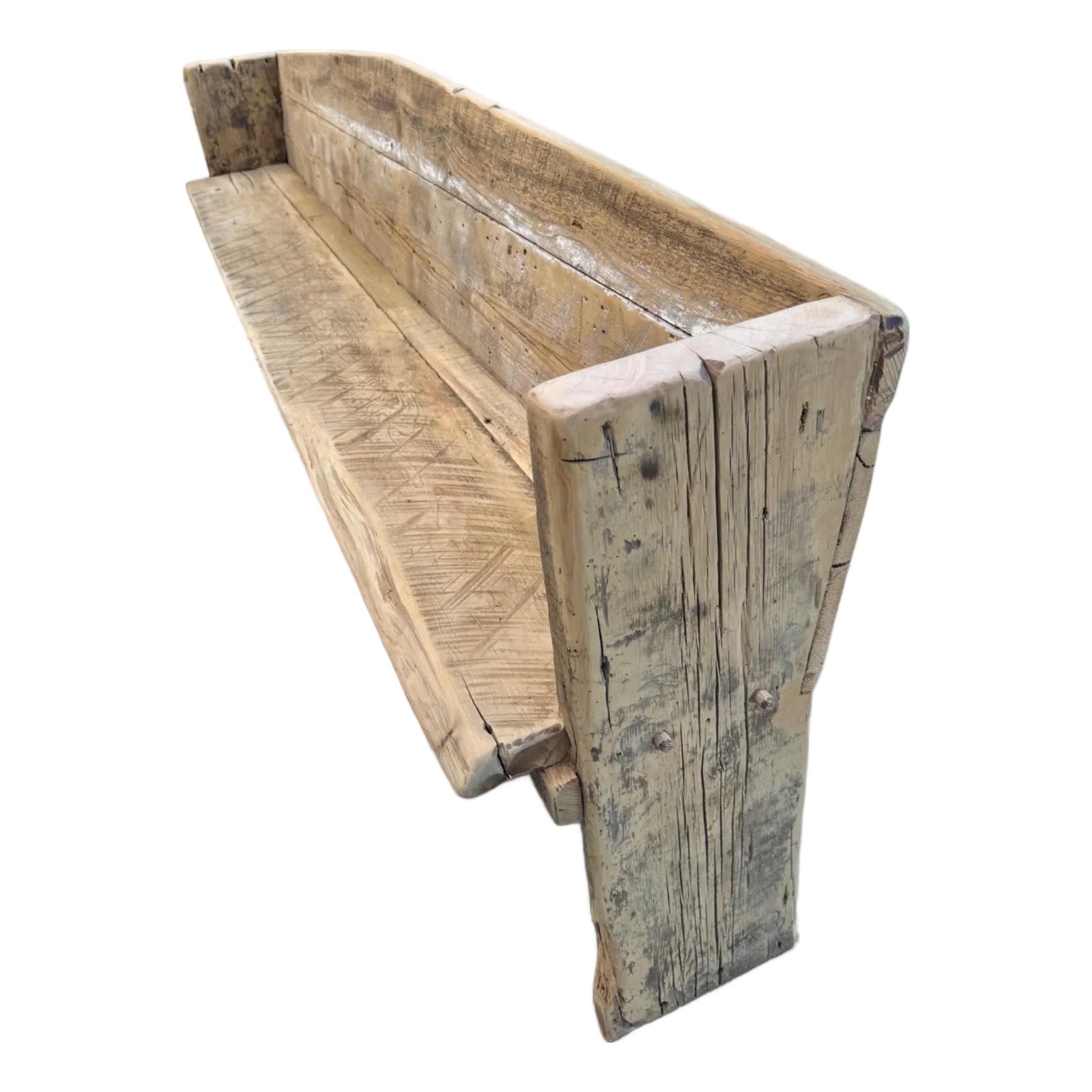 Primitive Rustic Farmhouse Reclaimed Barnwood Pew Bench 42 In. | Chairish