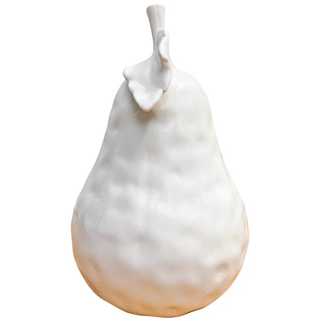Large Scale White Glazed Ceramic Pear Decorative Object | Chairish
