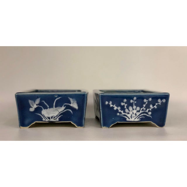 1970s Antique Blue & White Japanese Bulb Planter - a Pair | Chairish