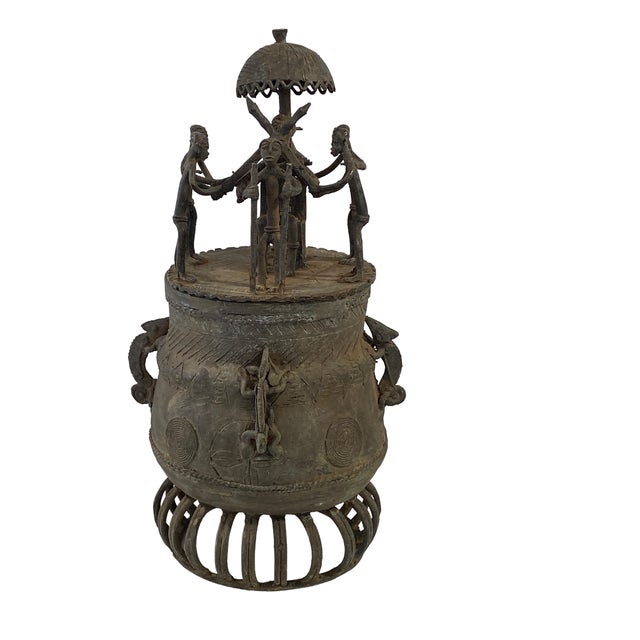 African Cast Bronze Vessel Kuduo Ashanti Tribe Ghana 12.25" H | Chairish